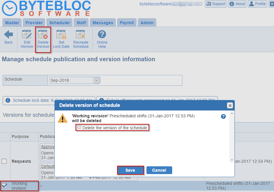 Delete Version